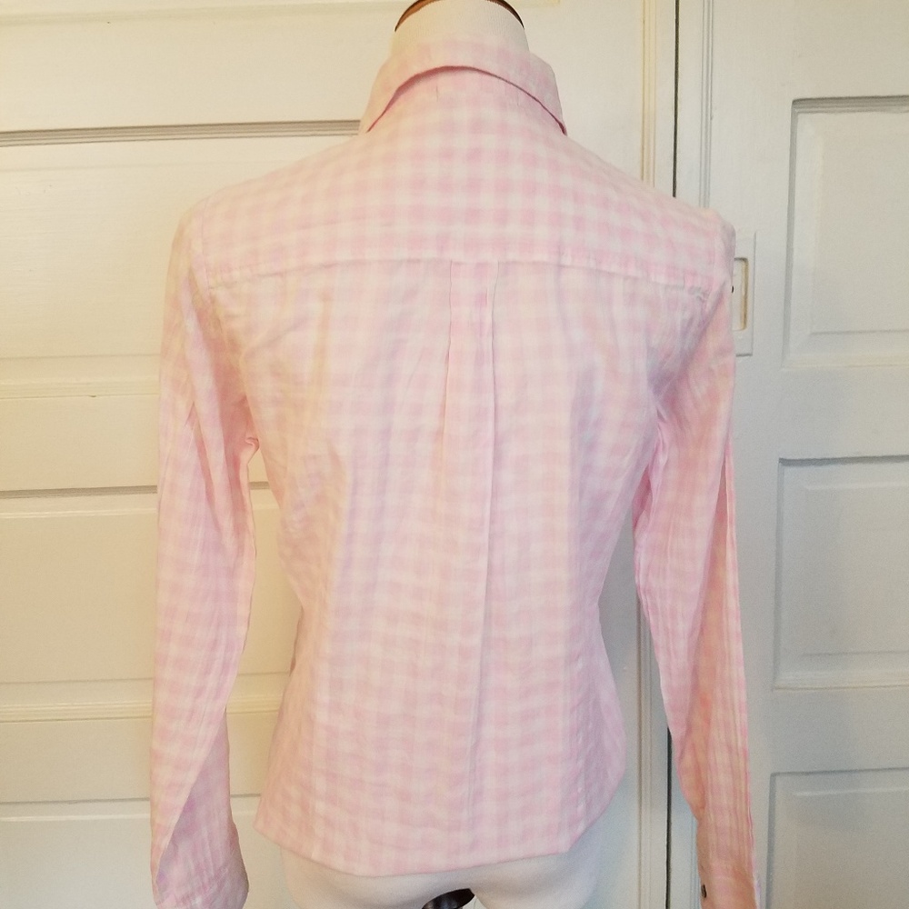 Fresh Produce Pink & White Button Down Hi-Low Top - Gem